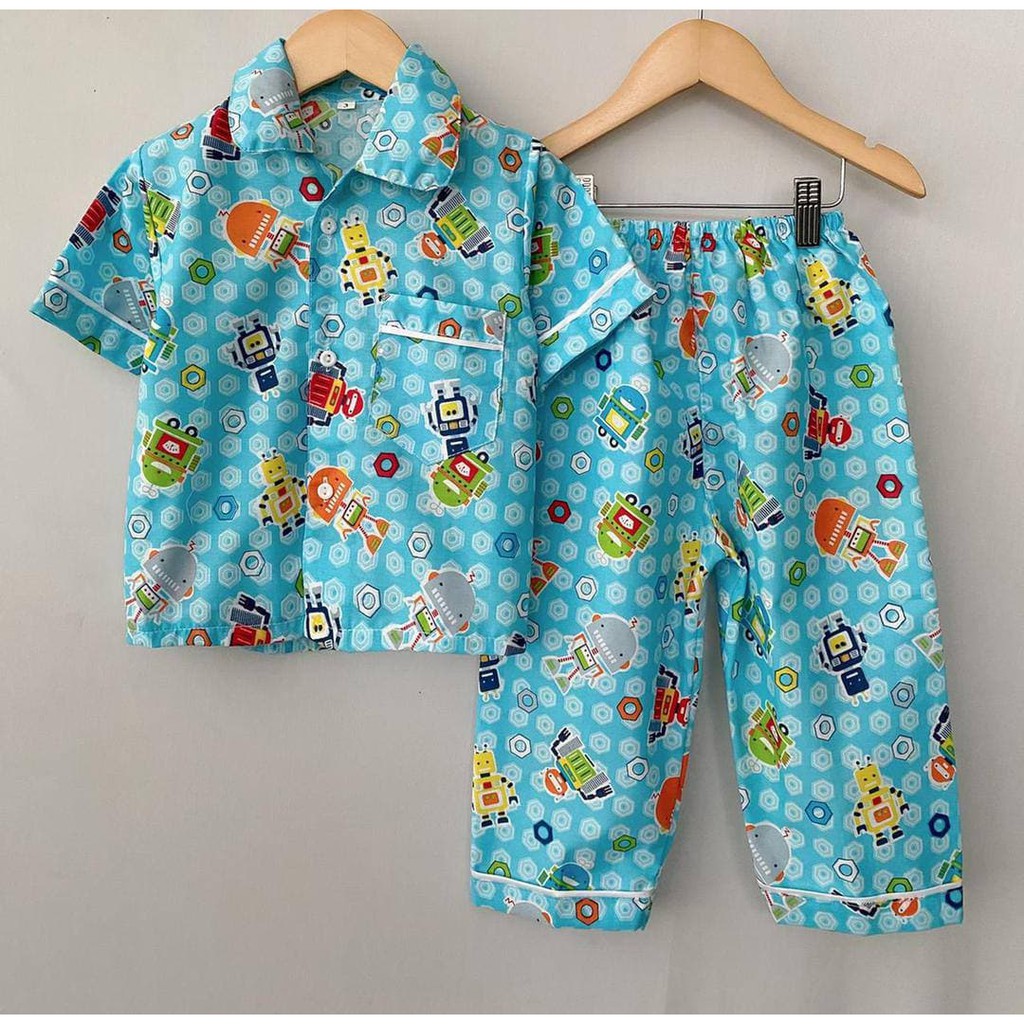 PREMIUM KIDS BUTTON CARTOON PYJAMAS~PYJAMAS BUTANG ~ROBOT💥FREE GIFT💥 ...