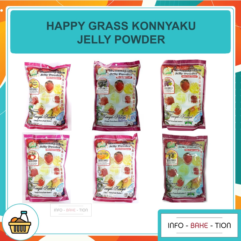 Happy Grass Konnyaku Jelly Powder 300g (Grape/ Honey Melon/ Mango/ Lychee/ Strawberry/Original ...