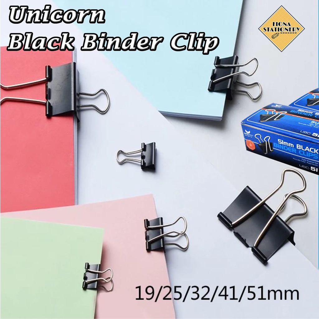 Unicorn Black Binder Clip UBC-19mm/25mm/32mm/41mm/51mm - (12's ...