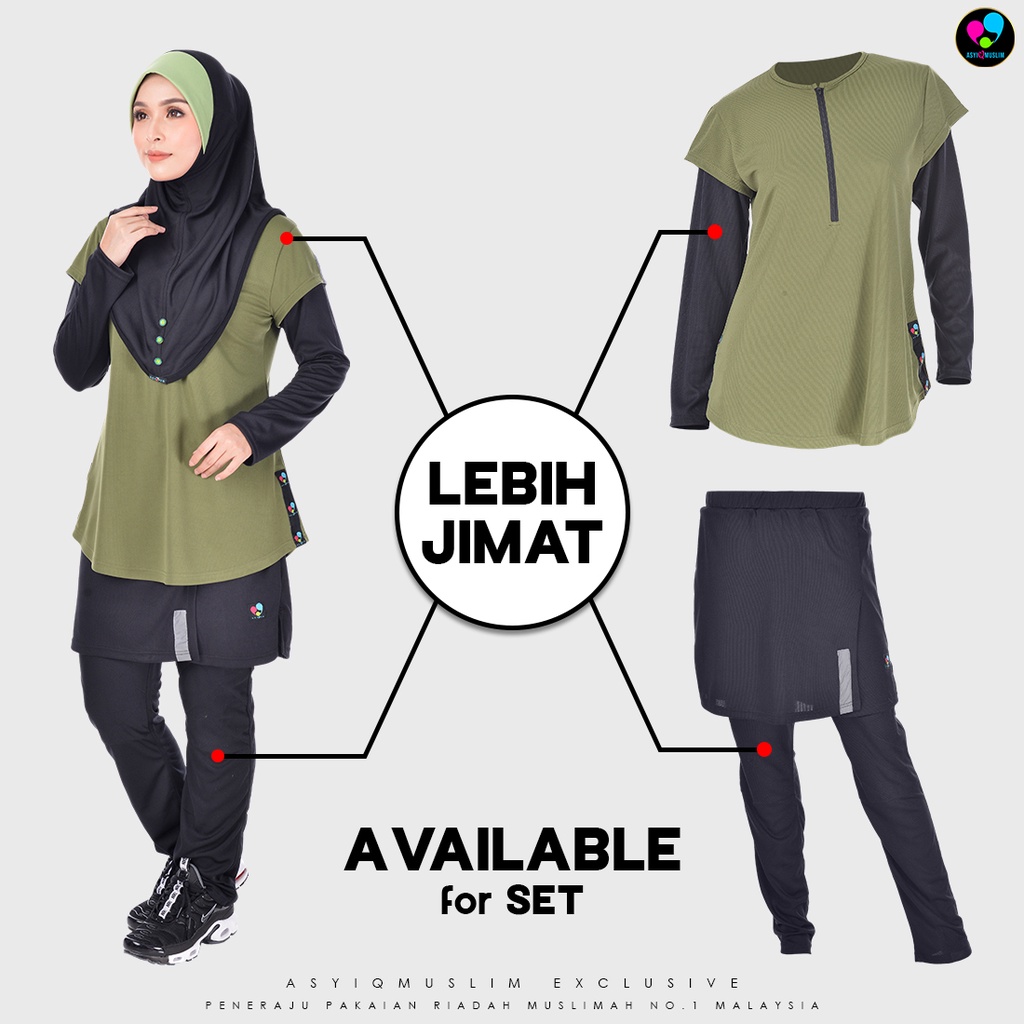 Baju Sukan Muslimah AsyiQmuslim Bunga Activewear Set Baju Renang Sukan Muslimah Tshirt Jersi ...