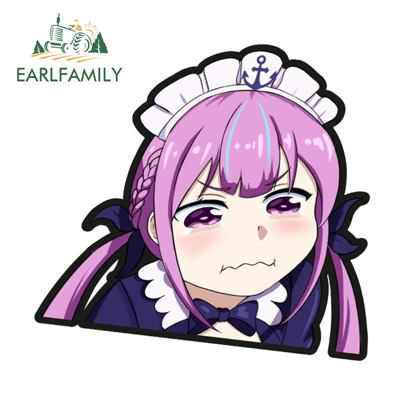 EARLFAMILY 13cm x 12.3cm Aqua Minato Hololive Car Stickers Waterproof ...