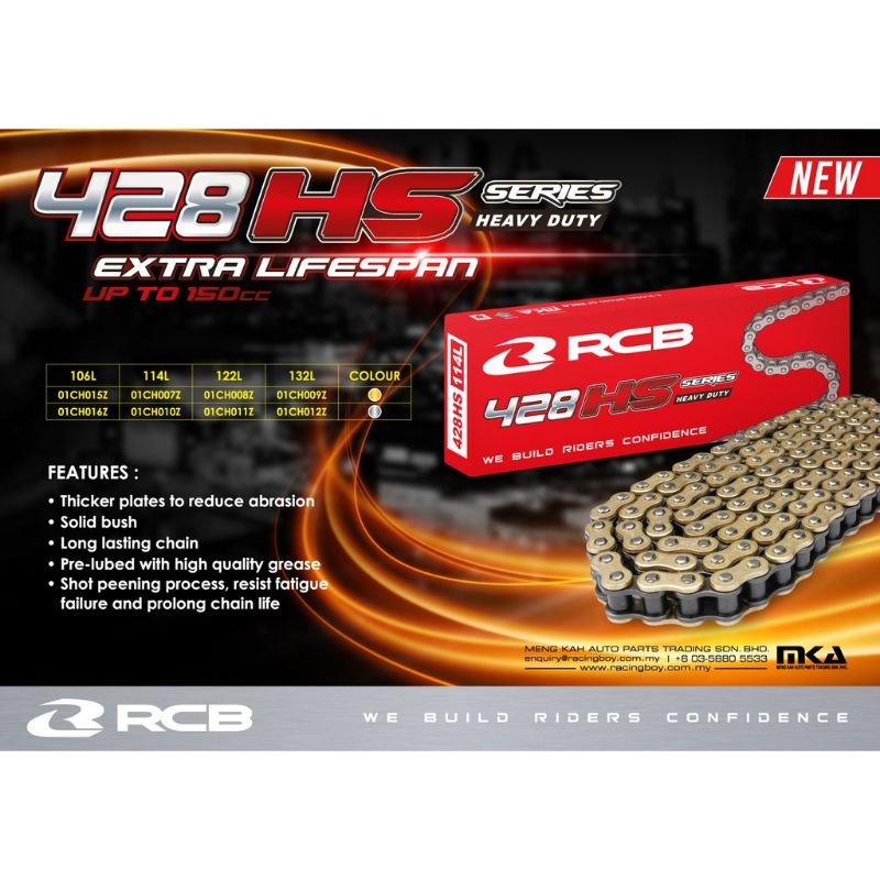 RCB 428 HS Series Heavy Duty Motorcycle Chain Rantai Motosikal | Shopee ...