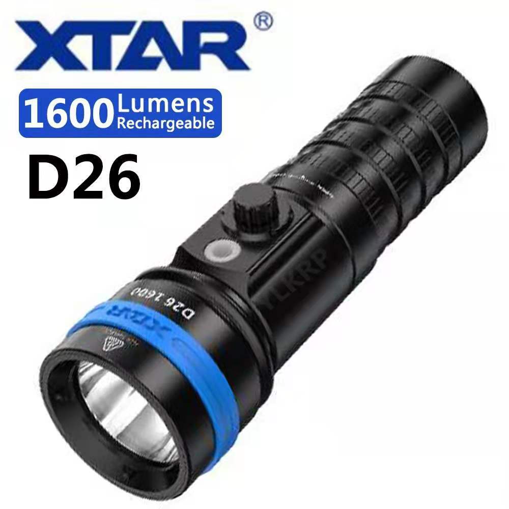 XTAR D26 1600 Lumen Scuba Diving Flashlight Dive Torch Underwater 100 ...