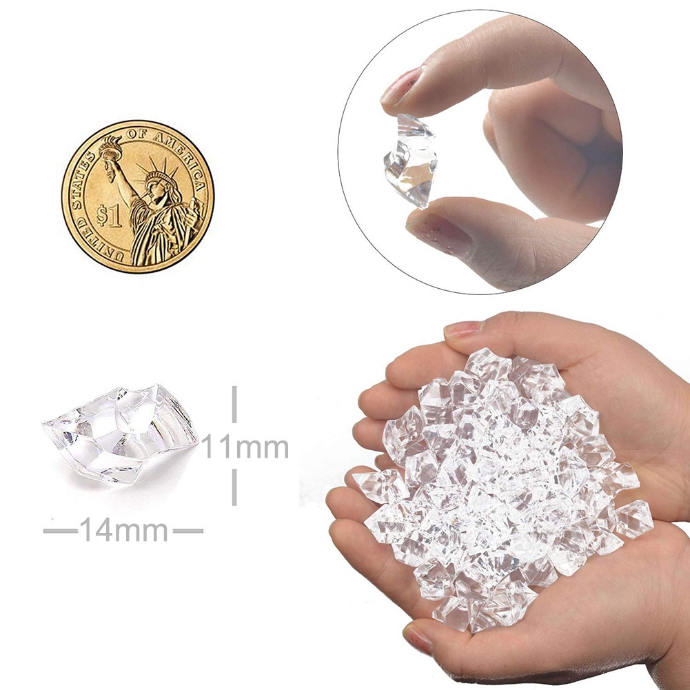 100pcs Clear Fake Crushed Ice Rocks Ice Cubes Acrylic Vase Fillers For ...