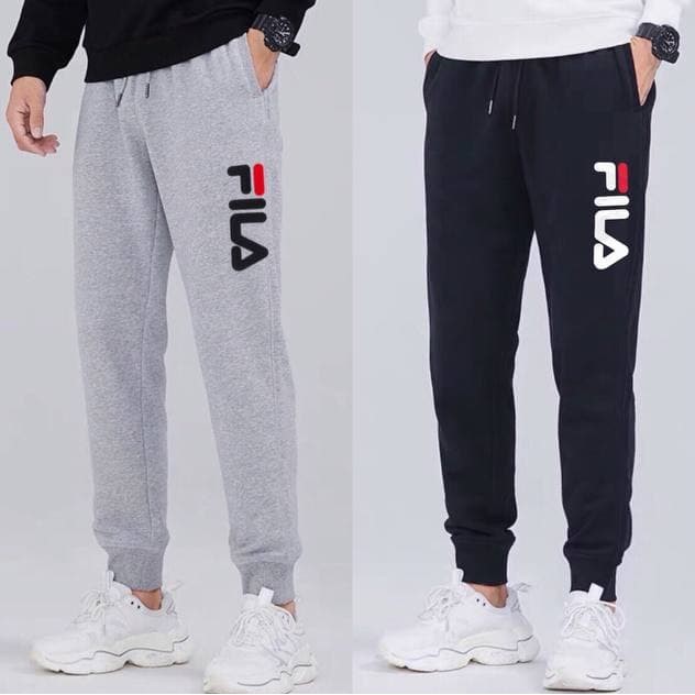 HOT ITEM FILA Seluar tracksuit Unisex Elasticated Waist Plain Jogger Pant murah Shopee Malaysia