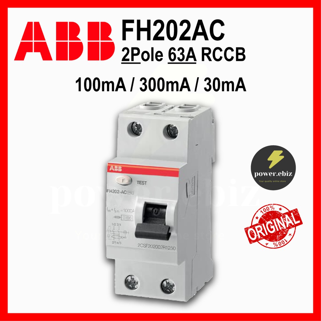 ABB FH202 AC-63A ( 100mA / 300mA / 30mA ) 2POLE RCCB | Shopee Malaysia