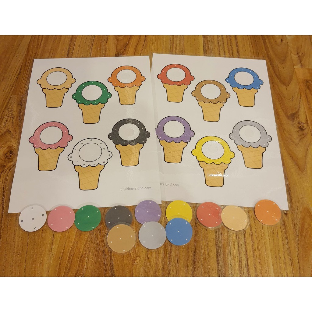 Colour Recognition-Ice Cream Colour Matching Montessori Early Learning ...