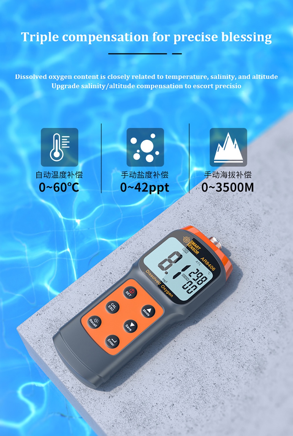 Digital Dissolved Oxygen Detector Meter Portable DO Tester Water ...