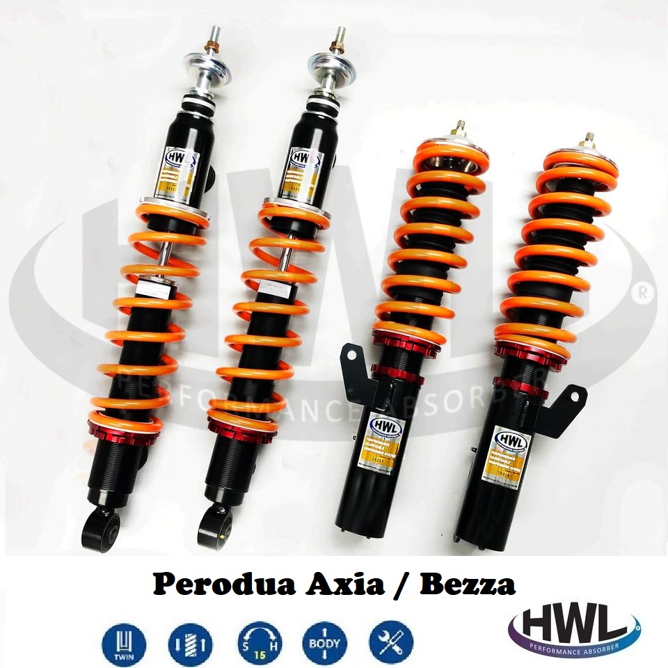 Perodua Axia Bezza - HWL st1 series fully adjustable absorber coilover ...