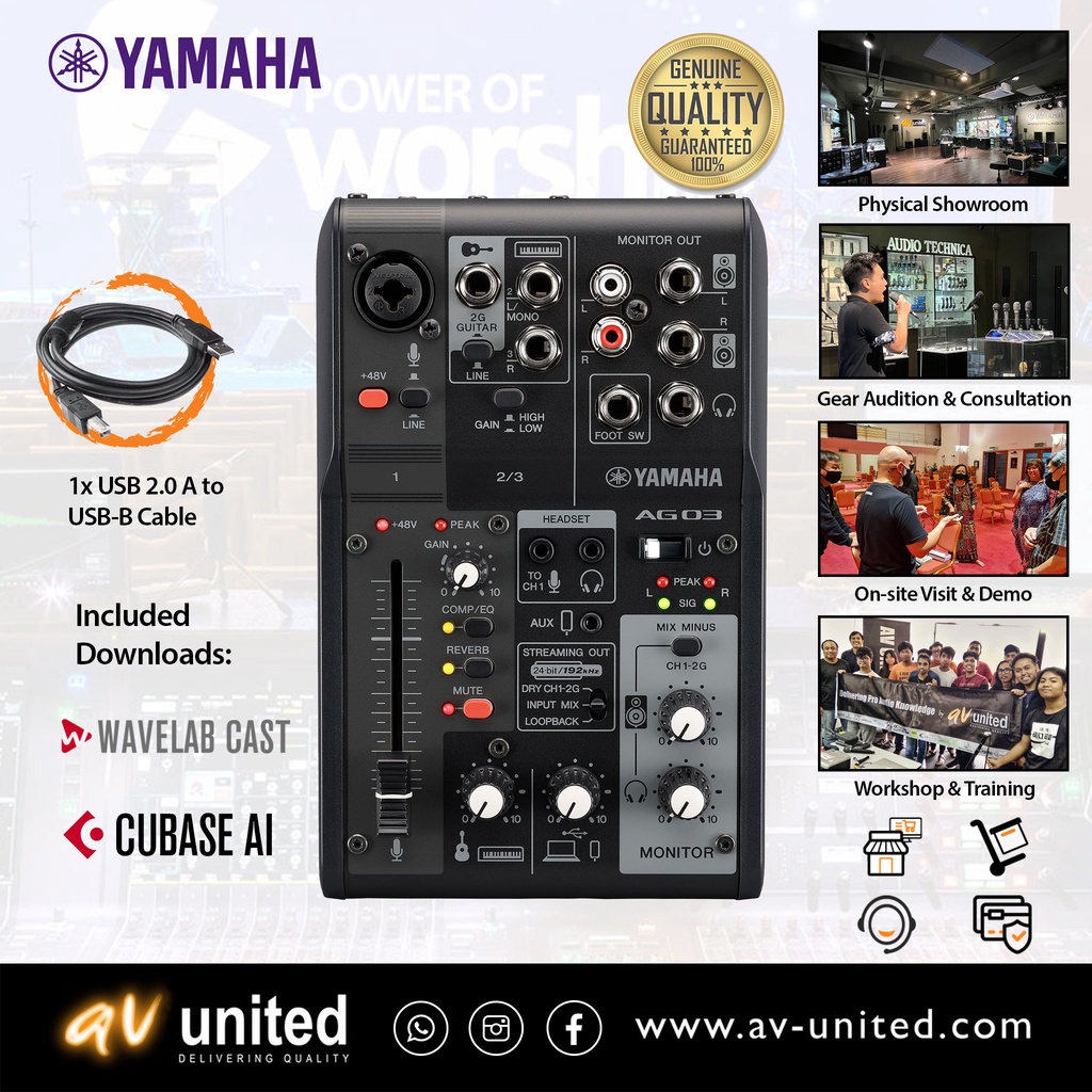 Yamaha AG03 MK2 3-channel Mixer & USB Audio Interface声卡, Sound Card | Shopee Malaysia