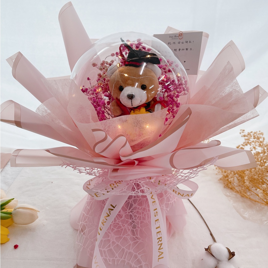 Graduation Bear Doraemon Bouquet Baby Breath Chocolate Snack Ferrero ...