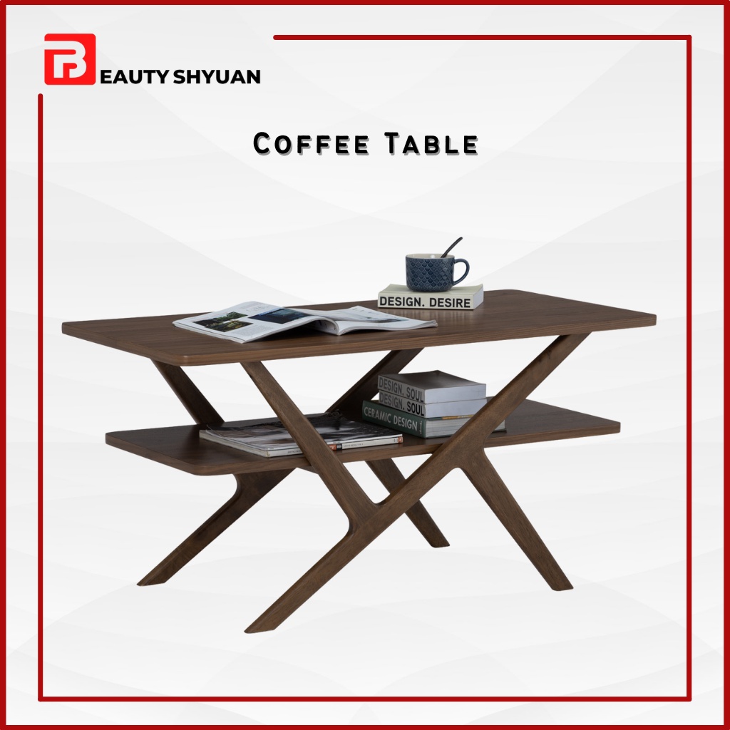 ASLEY Wood Coffee Table Modern Meja Coffee Meja Kopi Ruang Tamu Meja ...