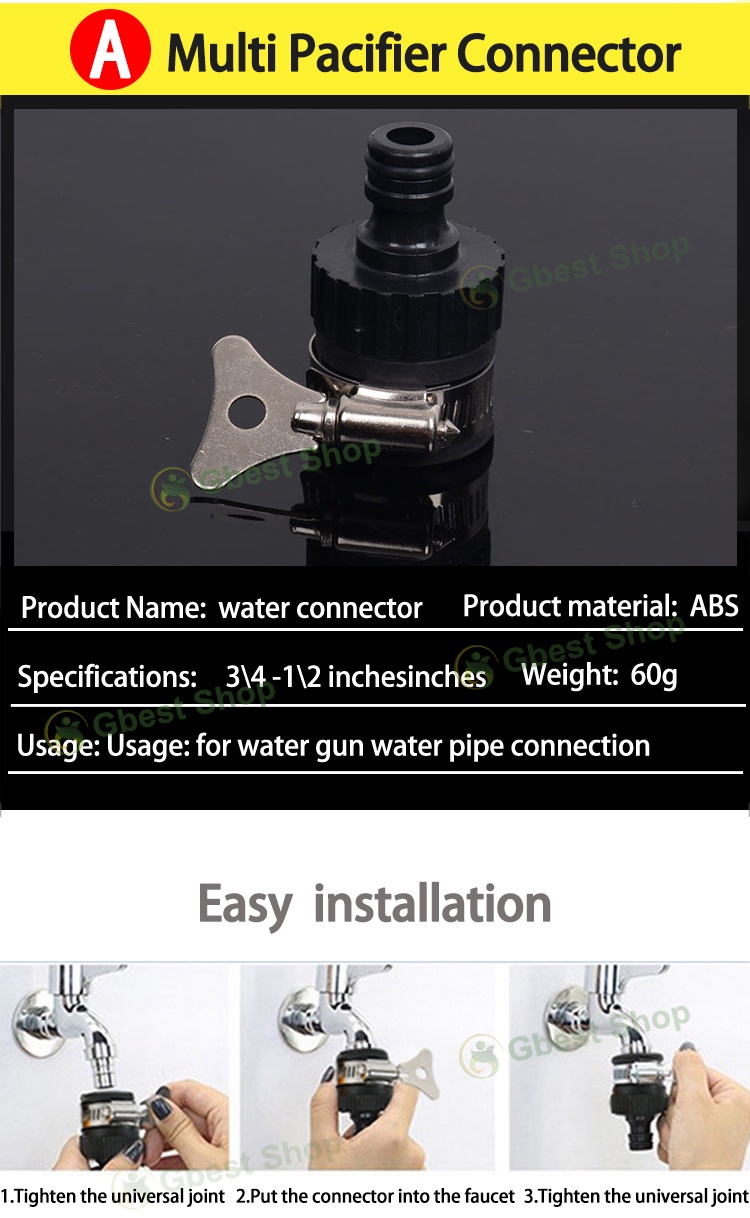 Plastic Brass water tap universal adapter quick pipe connector garden ...