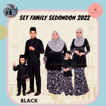 Baju Raya Sedondon Black Hitam. Set Family. Sedondon Ibu Ayah Anak ...