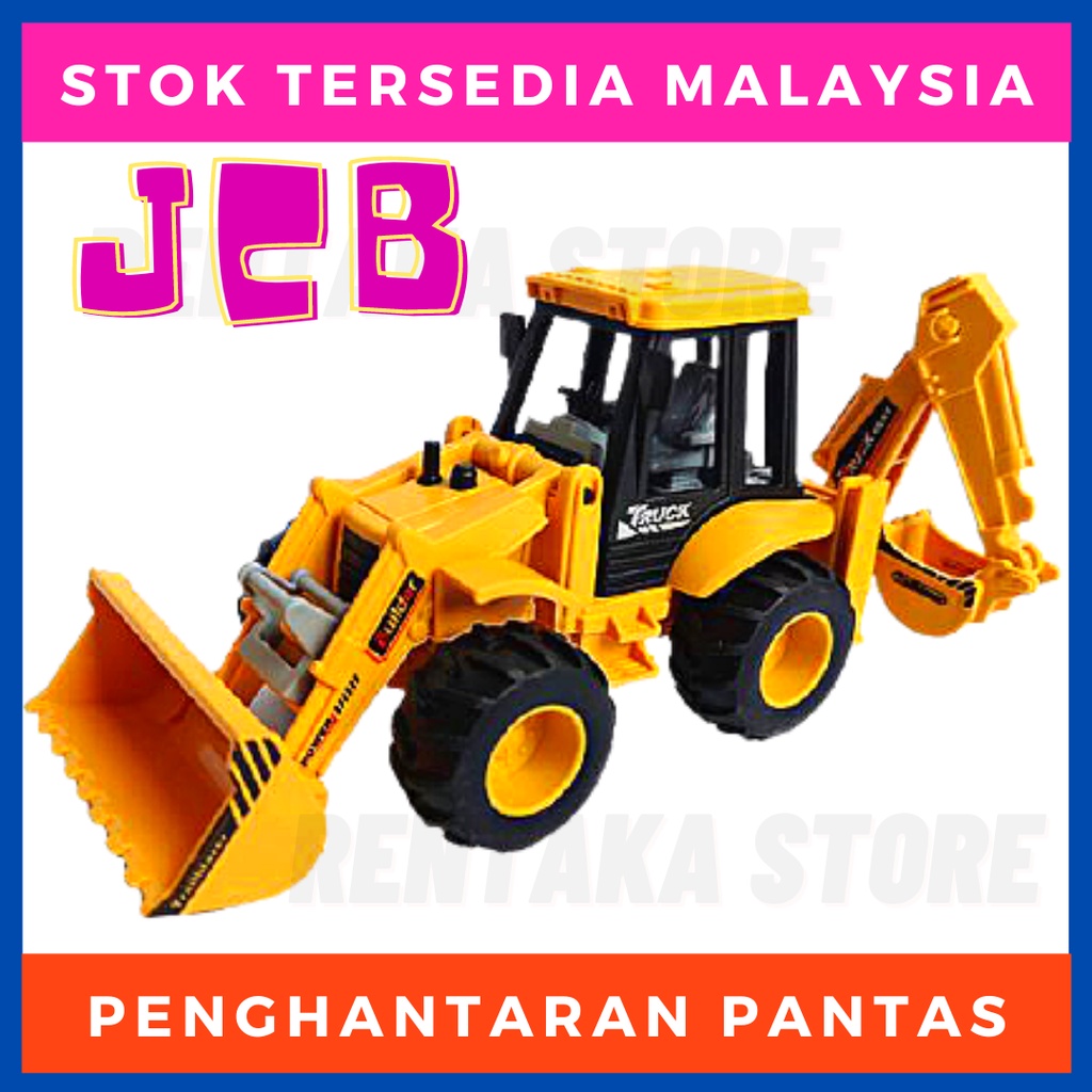 MAINAN JCB BACKHOE JENGKAUT JENTOLAK KAPAL KOREK BAJAK EXCAVATOR ...
