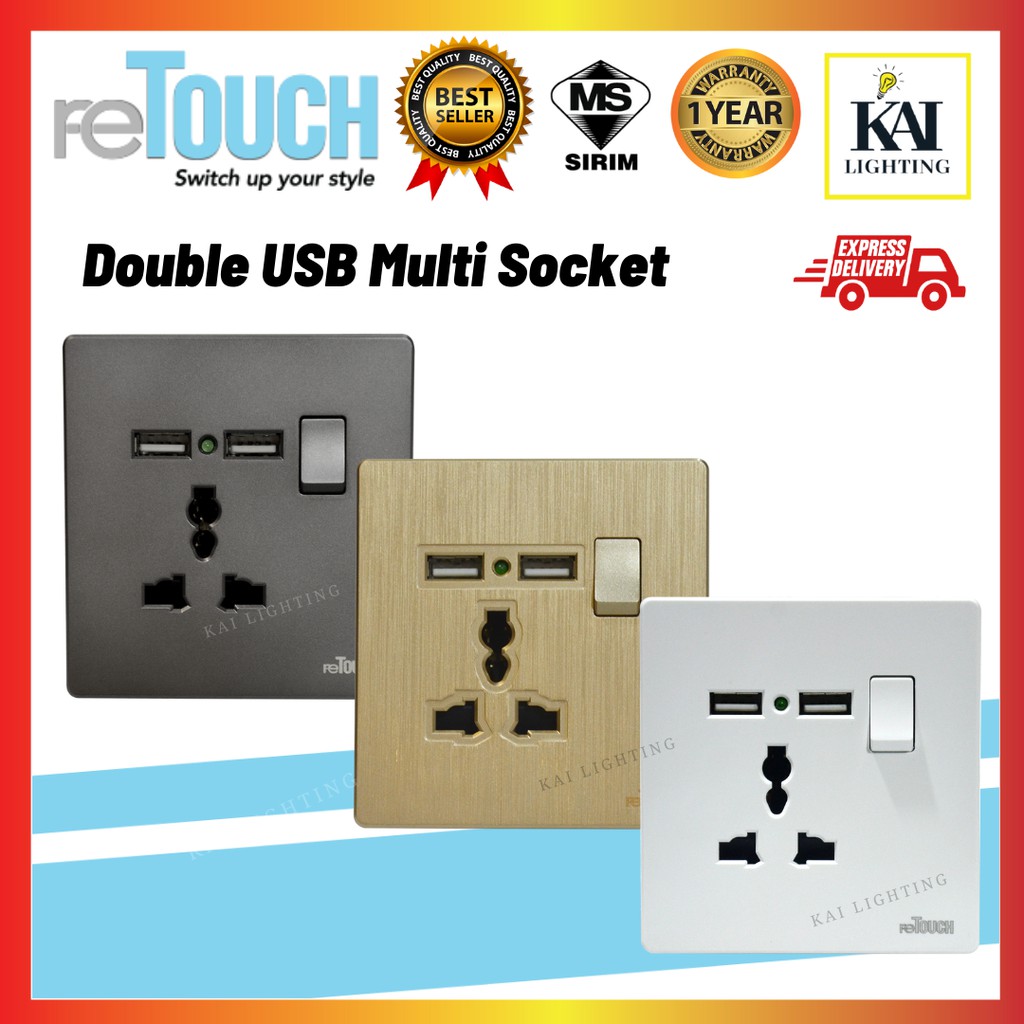 Zenso / reTouch Ultra Rimless 13Amp Universal Multiple Switch Socket c ...