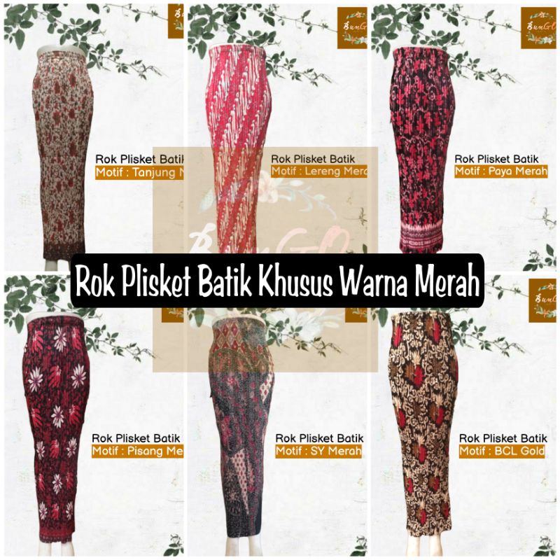 MERAH (BunGO) Red Kebaya Bottom Span Batik Plisket Skirt - Various ...