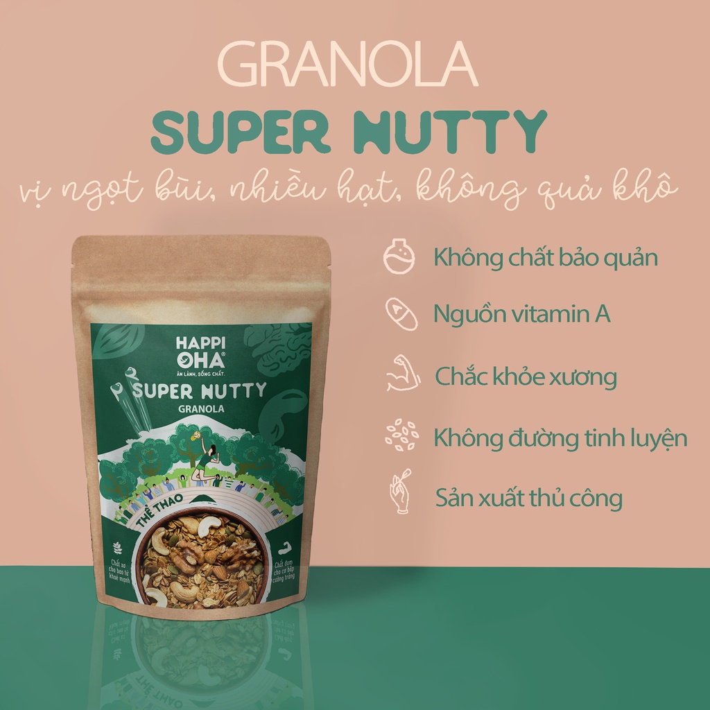 Granola Super Nutty HAPPIOHA - Breakfast Cereal/Super Protein Refined Sugar-Free Diet Cereal 40g ...