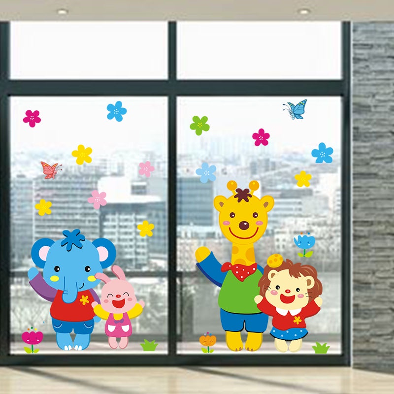 Kindergarten glass door and window wall stickers double-sided stickers ...
