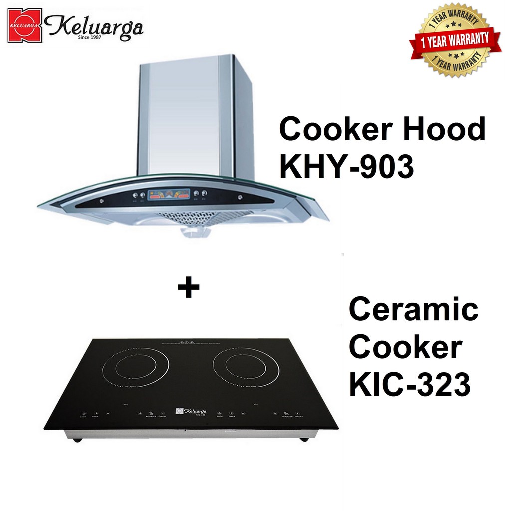 Keluarga KHY-903 Cooker Hood & Keluarga KIC-323 Ceramic Cooker Glass ...