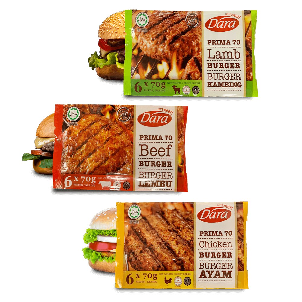 DARA Premium Burger Patty Daging HALAL Frozen 100% Meat | Shopee Malaysia