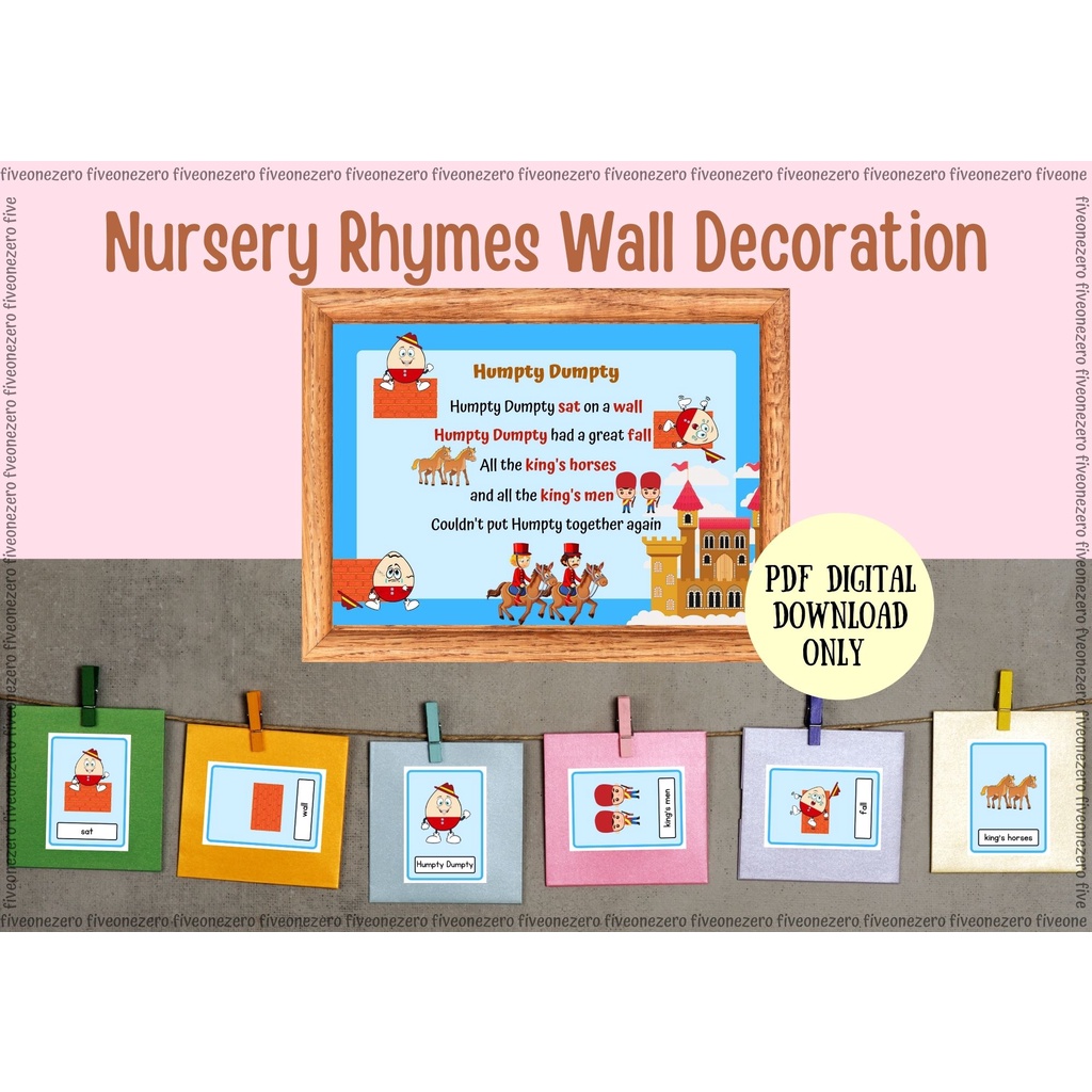 [PDF Softcopy] Nursery Rhymes Wall Decoration for kids room; Playroom ...