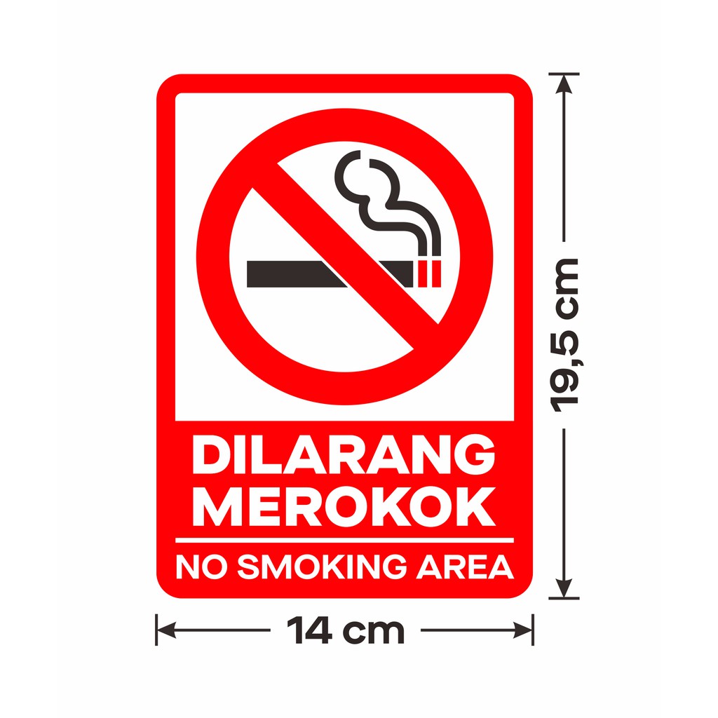Vinyl Sticker No Smoking No Smoking Area Sticker 14 x 19,5 cm | Shopee ...