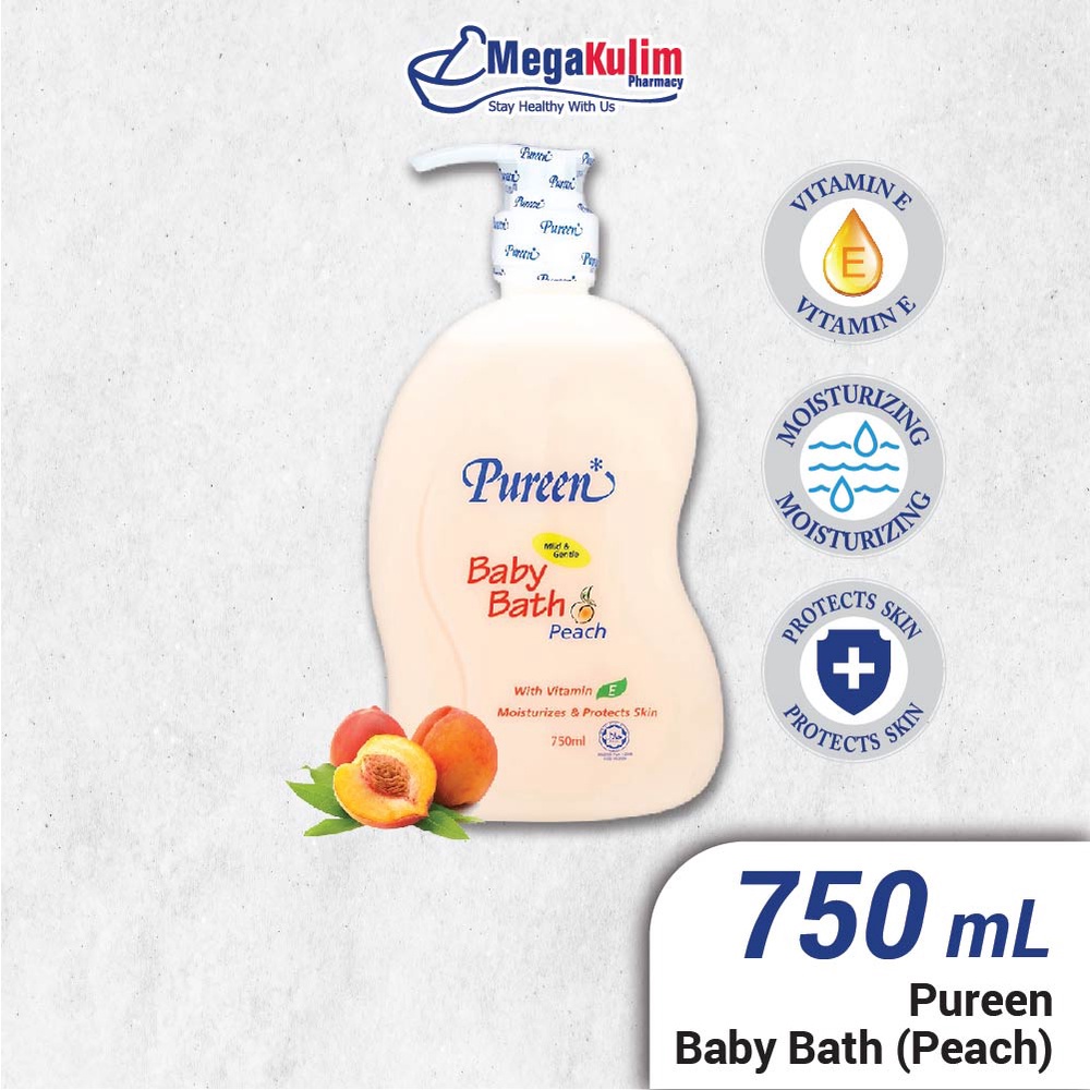 Pureen Baby Bath & Shampoo 750mL (No Flavour / Peach / Aloe Vera / Head ...