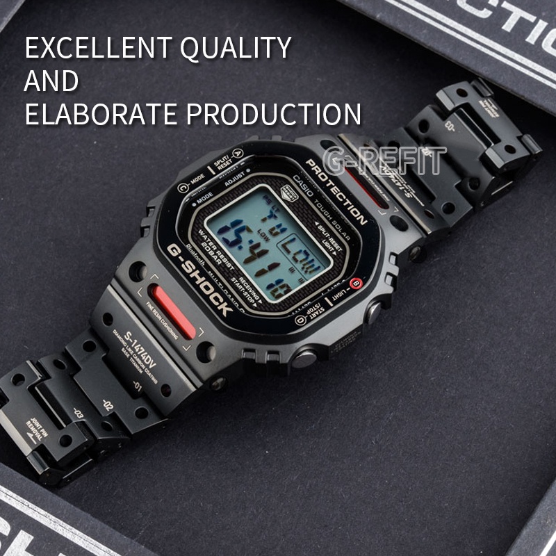 G-Refit New DW5600 GWB5600 Titanium Alloy Bezel Strap Mechanical Style ...