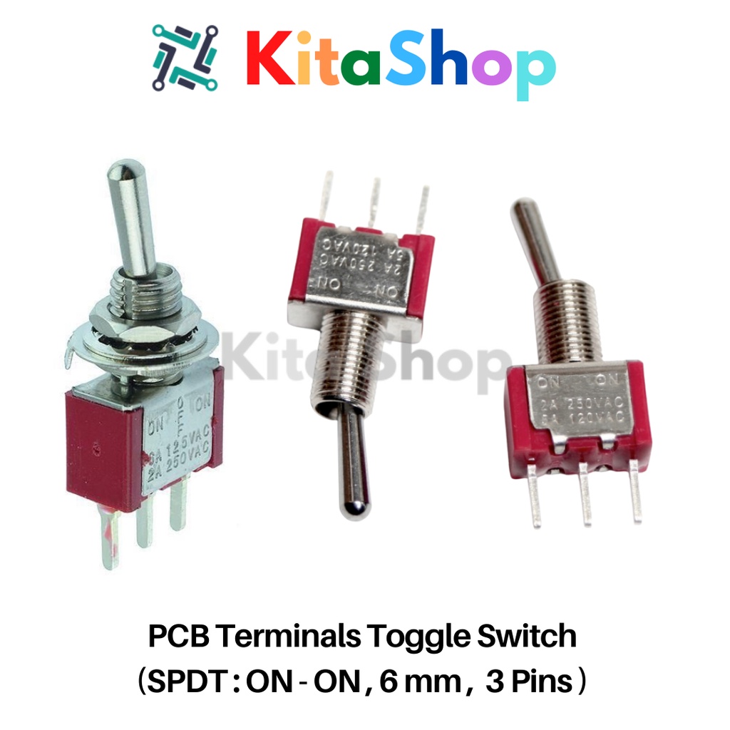 PCB Terminals Toggle Switch (SPDT : ON - ON , 6 mm , 3 Pins ) | Shopee ...