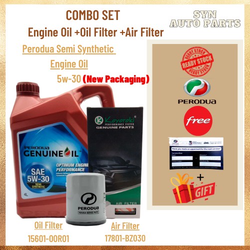Perodua Semi Synthetic Engine Oil SAE 5W-30 4L + Perodua Oil Filter ...