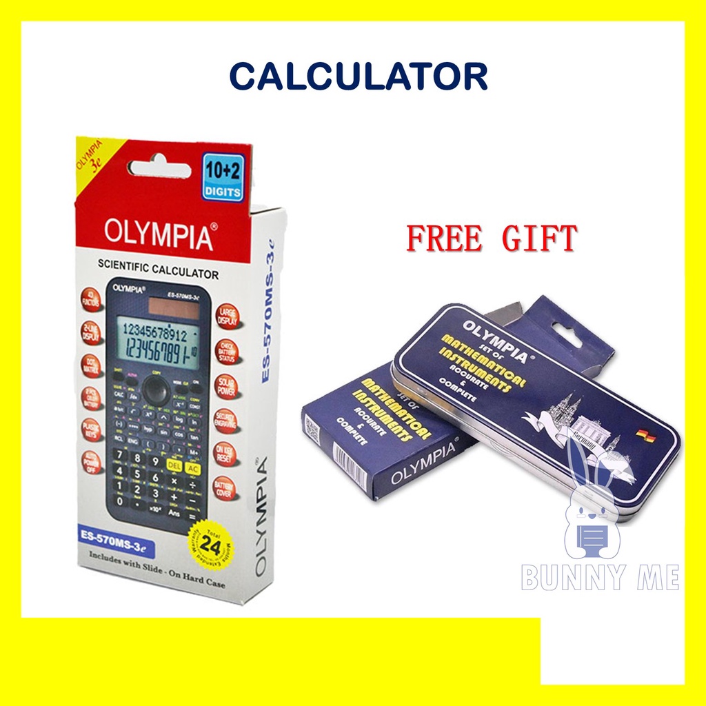 🎁 FREE GEOMETRIC SET 🎁 OLYMPIA SCIENTIFIC CALCULATOR ES-570EX | ES-570MS-3E (THIRD EDITION ...