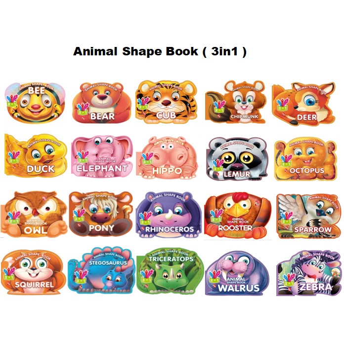 ANIMAL SHAPE BOOKS (3in1) - Reading, Drawing, Activity | Shopee Malaysia