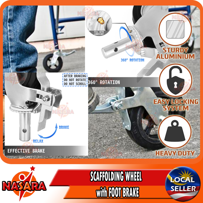 NASARA ~ [8INCH, 6INCH] 360° ROTATE TYRE SCAFFOLDING WHEELS with FOOT ...