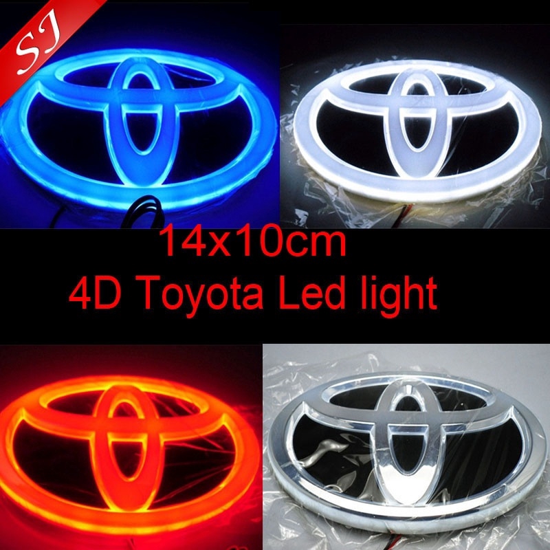14*10cm 4D Toyota Car LED rear emblem auto badge lamp tail logo light ...