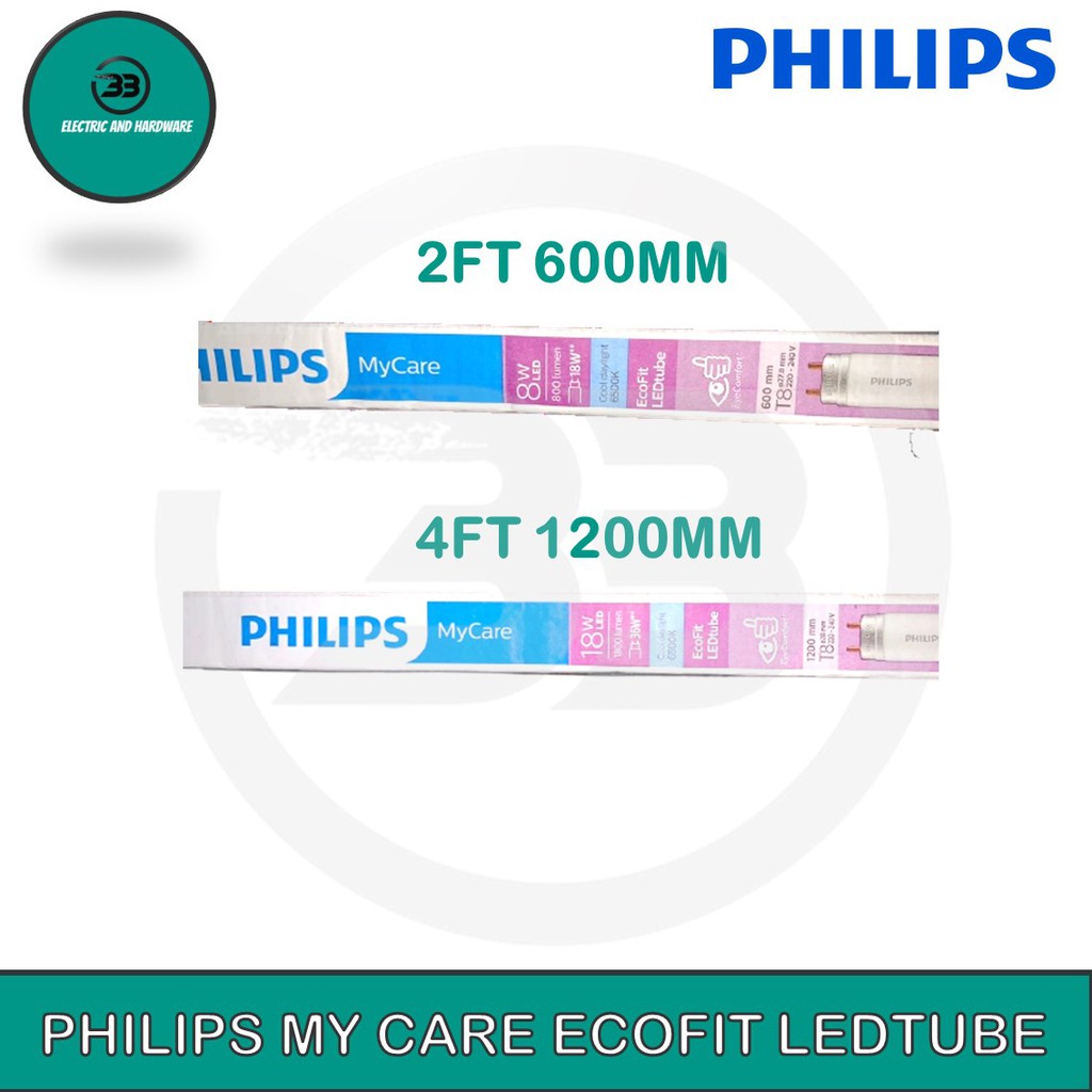 PHILIPS My Care ECOFIT 2FT/ 4FT 8W /18W T8 GLASS LED TUBE LAMPU PANJANG/KALIMANTANG (Cool ...