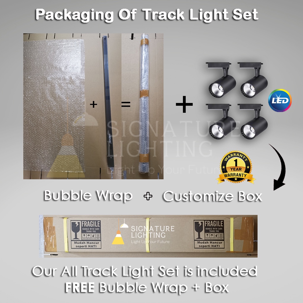 Track light [ Set ] Led With 2 Meter Rail Track + 4 Led Track Light 12w ...