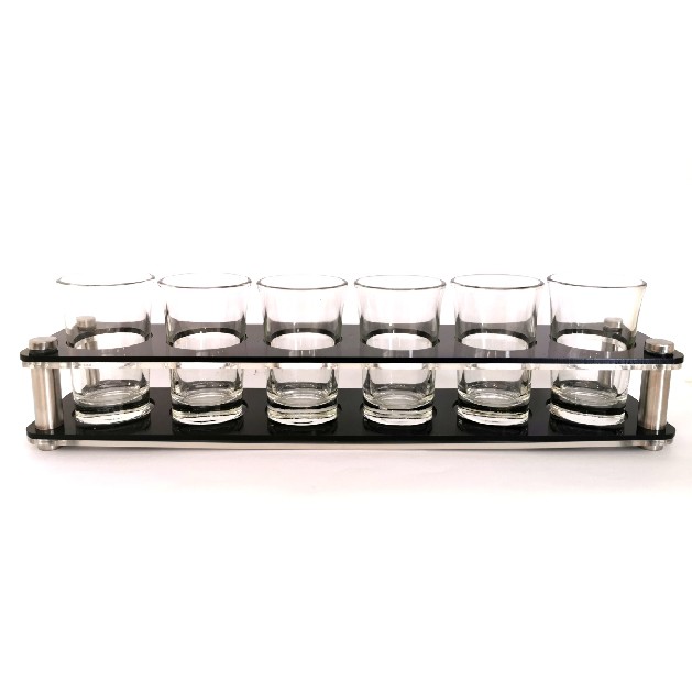 6 Hole Premium Shooter Tray with 6 pcs Shot Glass 1.5 oz (45 ml ...