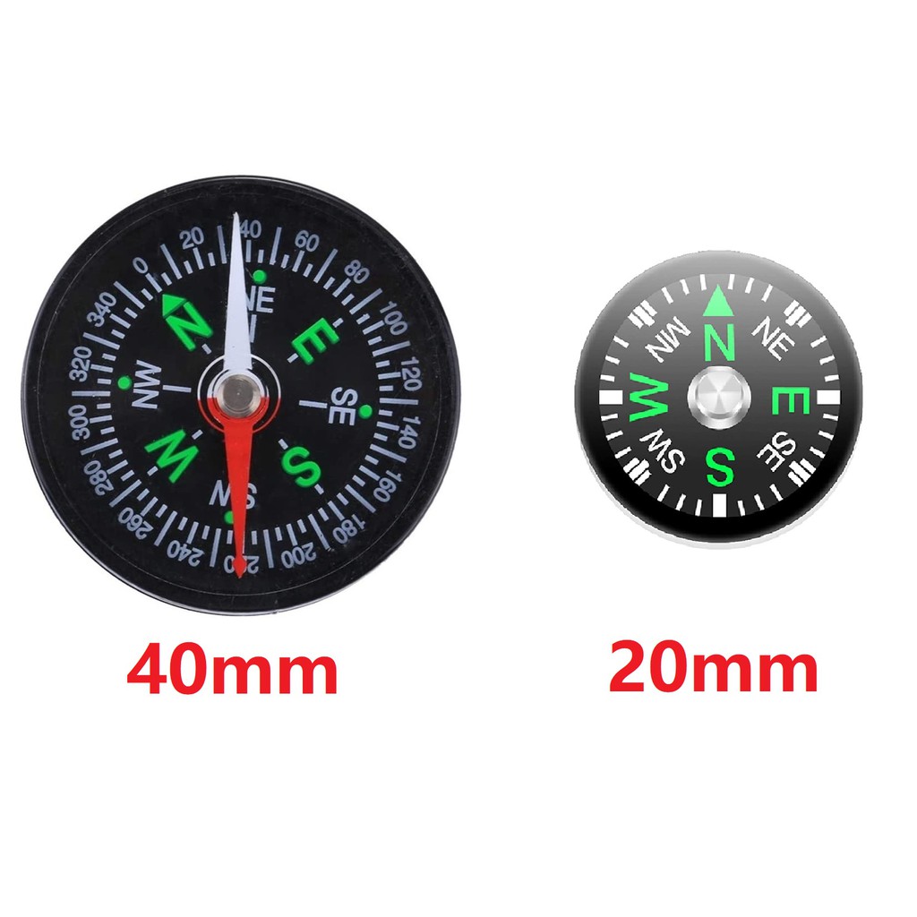 20mm 40mm size Mini Compass for Hiking, Black Survival Compass ...