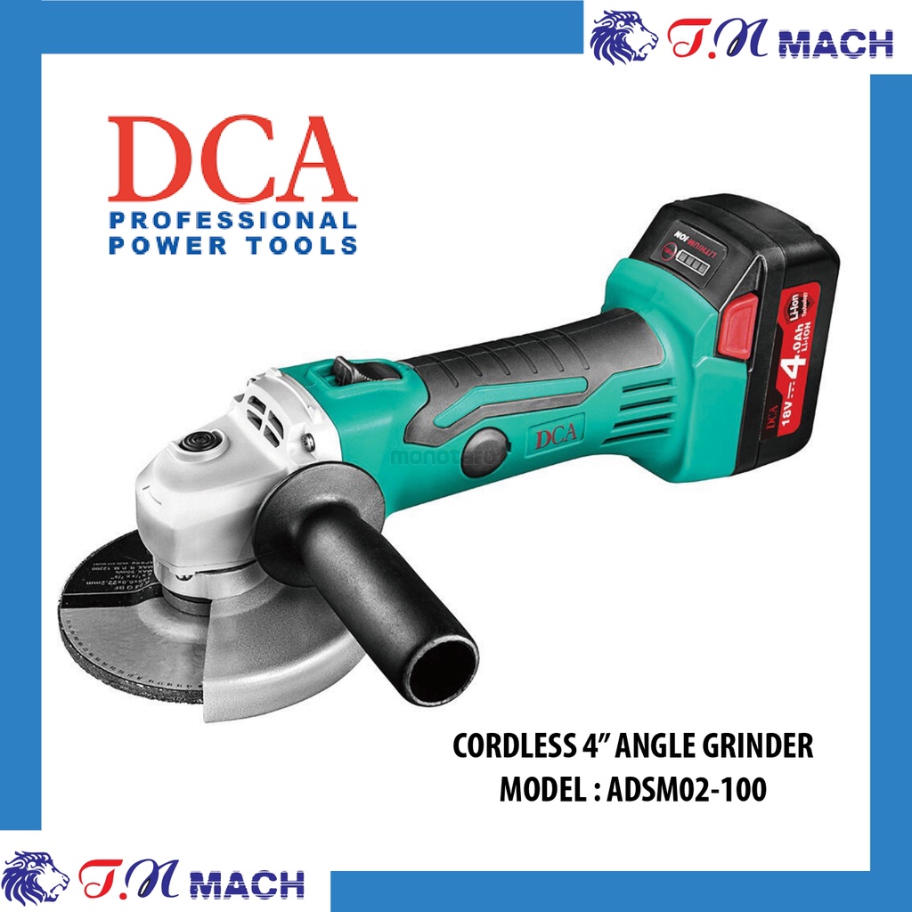 DCA CORDLESS BRUSHLESS 4” ANGLE GRINDER MODEL: ADSM02-100 | Shopee Malaysia