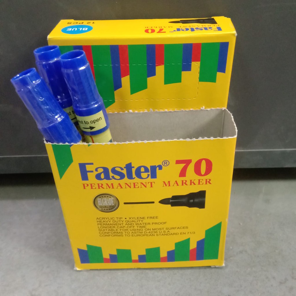 Faster 70 Permenant Marker Pen (Blue/ Black/ Red) | Shopee Malaysia