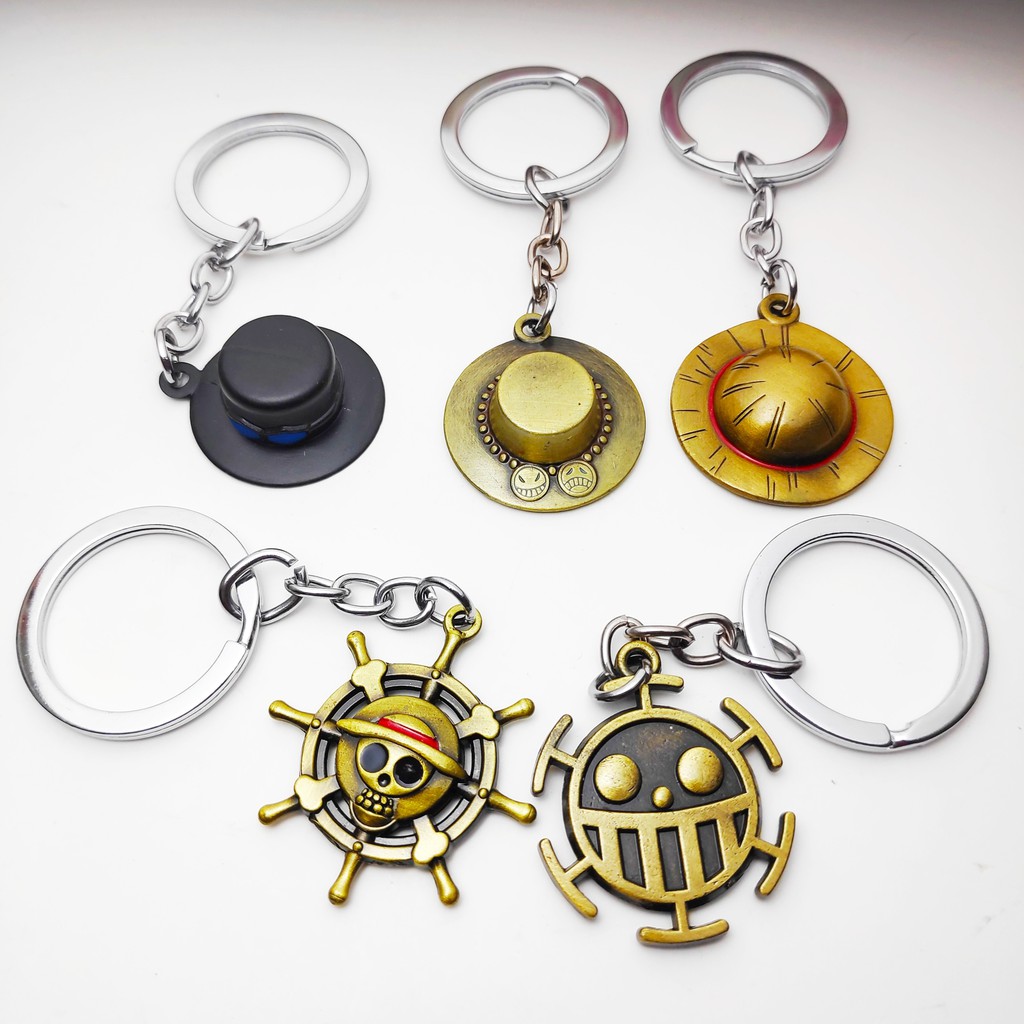 Metal Keychain One Piece Luffy Ace Sabo Hat Law Chopper Heart Mugiwara ...