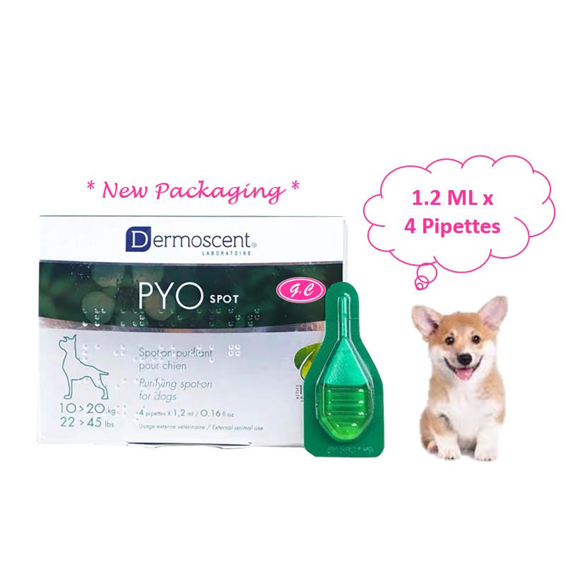 Dermoscent PYO Spot On For Dog (10-20 KG) ~ 1.2 ML x 4 Pipettes (EXP ...