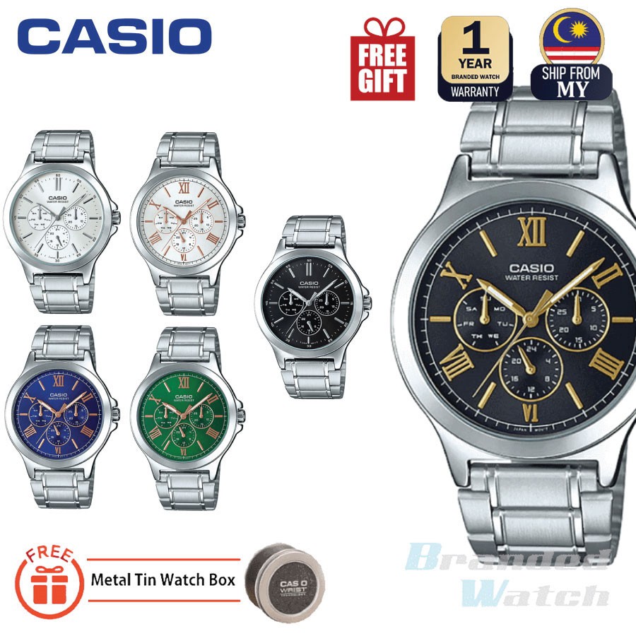 CASIO MTP-V300D MAN MULTIFUNCTION QUARTZ ANALOG DAY DATE DISPLAY STAINLESS STEEL FORMAL DRESS ...