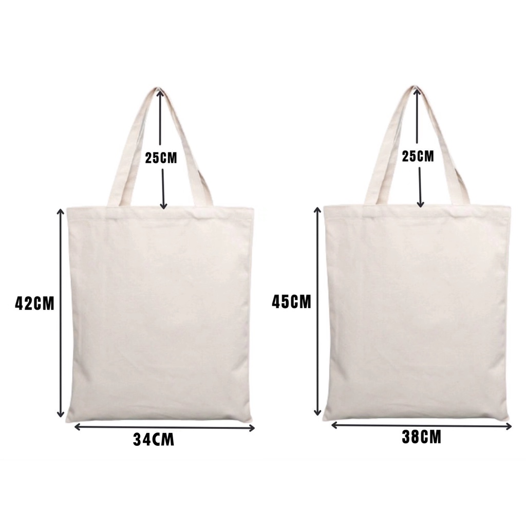 【34cm x 42cm / 38cm x 45cm】12 oz Canvas Cotton Plain Colour Shopping ...