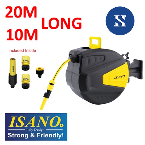 ISANO 10M & 20M Wall Mounted Automatic Reel Retractable Rewind Water ...