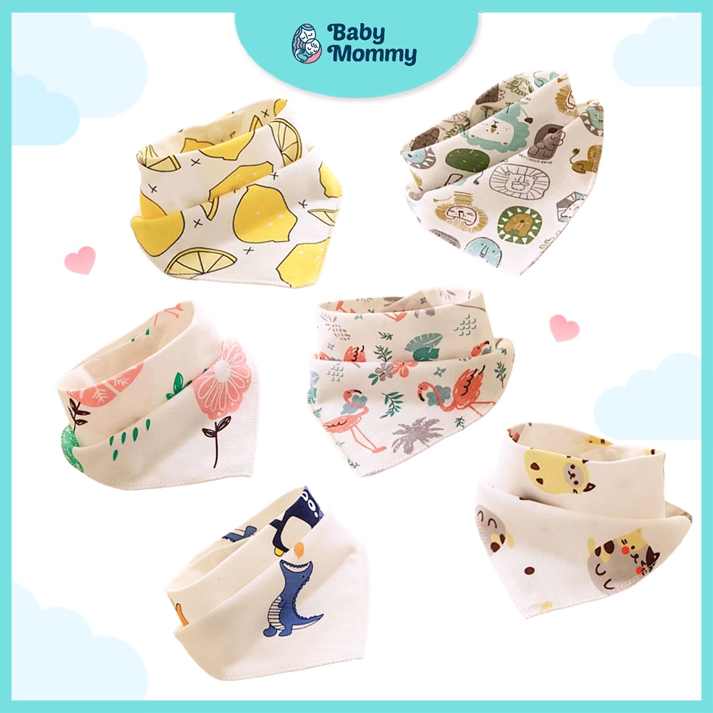 🇲🇾 ReadyStock Cotton Colorful Design Baby Cotton Bibs Triangle Bibs ...
