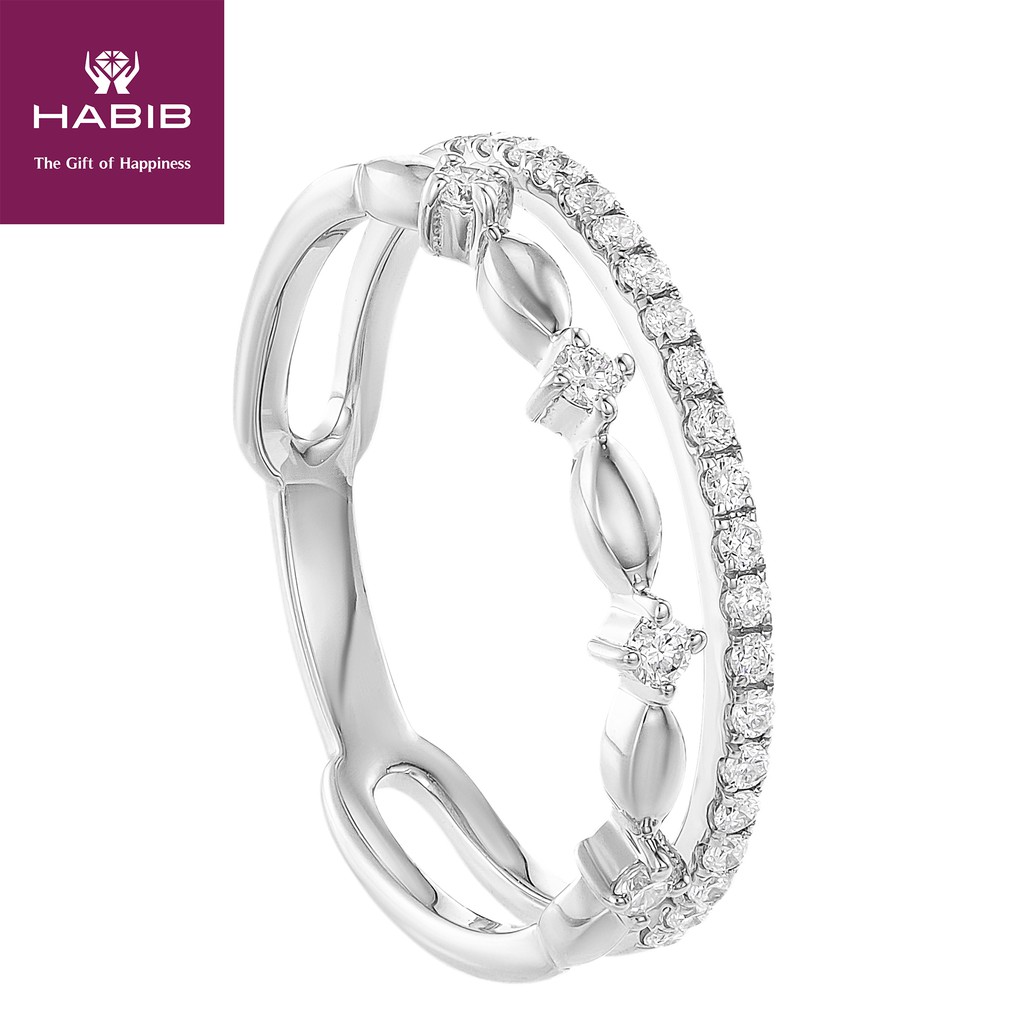 HABIB DWA | Double Row Diamond Ring in 375/9K White Gold 260710621(WG ...
