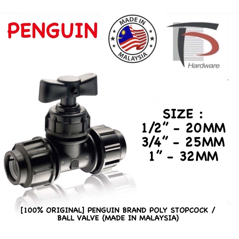 [100% ORIGINAL] PENGUIN BRAND POLY STOPCOCK / BALL VALVE (MADE IN ...