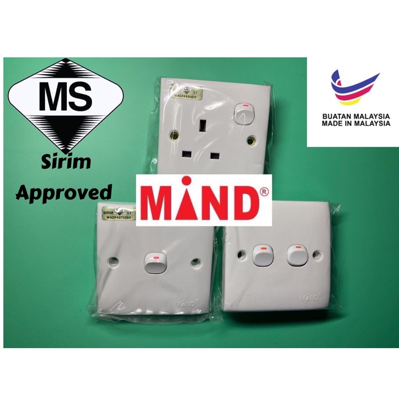 Mind switch 1g1w/2g1w / 13Aswitch socket outlet SIRIM | Shopee Malaysia